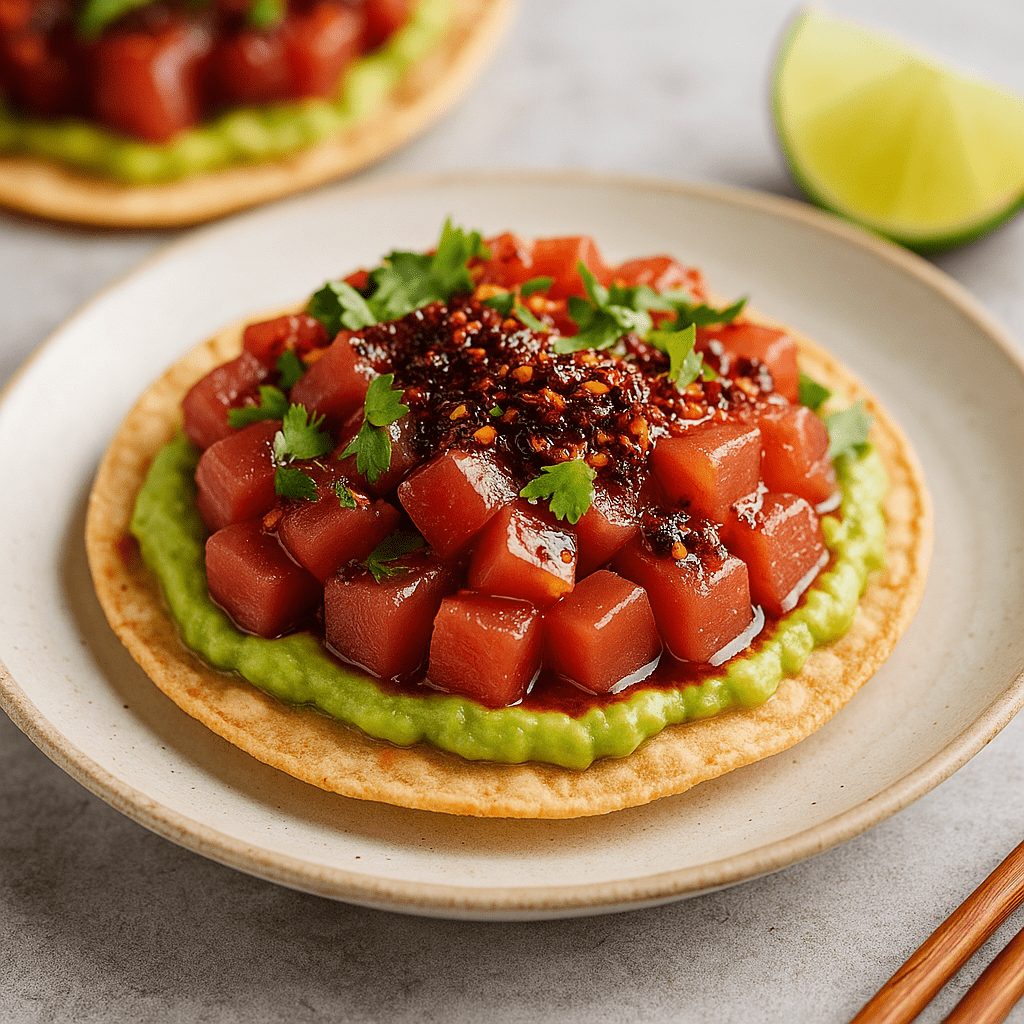 Tostadas de Atún con Salsa Macha - Recetas Caseras
